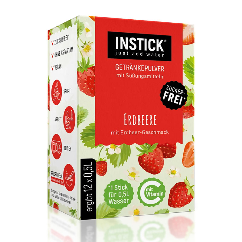 InStick مسحوق شراب بدون سكر بطعم الفراولة 12 كيس 30غ – Shofankom Health ...